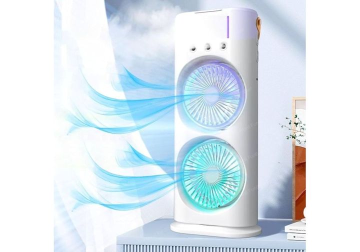Rechargeable Rotating Double Ended Spray Fan With Battery Backup And ...