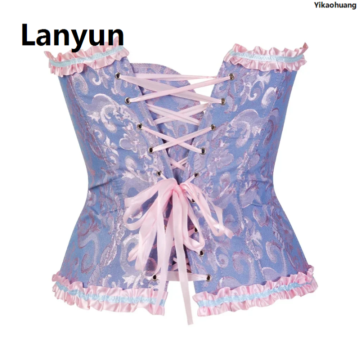 Yikaohuang{} Lace Up Corset Plus Size Overbust Corset Floral Women High ...