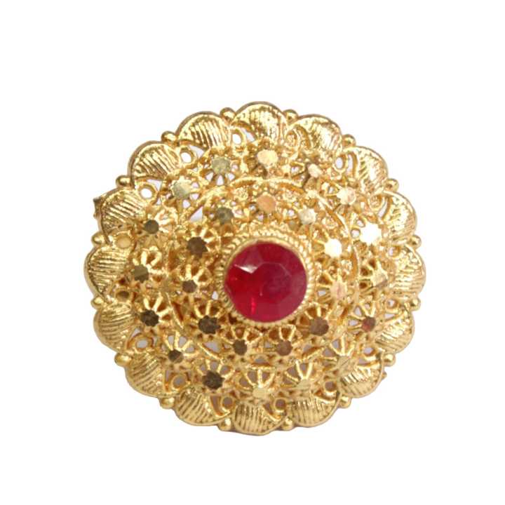 Golden & Red Round Design Ring | Daraz.com.np