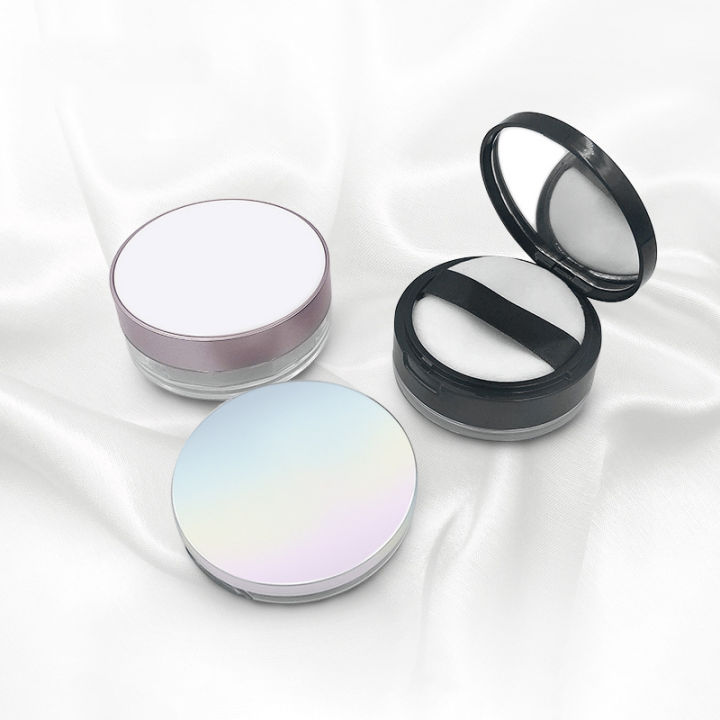 Plastic Powder Box Empty Loose Powder Pot With Sieve Mirror Cosmetic ...