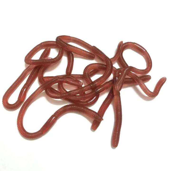 10pcs Simulation Earthworm Red Artificial Worms Fishy Smell Lures Soft ...