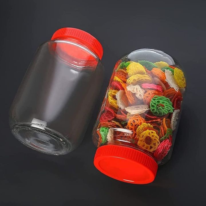 Round Transparent Container Kitchen Storage Glass Jar With Plastic Lid ...