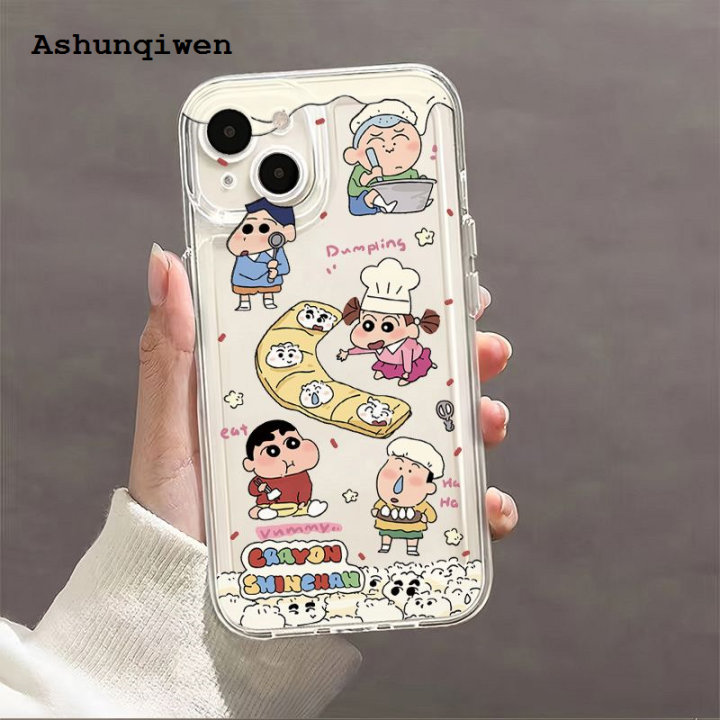 Ashunqiwen Cartoon Crayon Shinchan Transparent iPhone 15 14 plus 16 12 ...