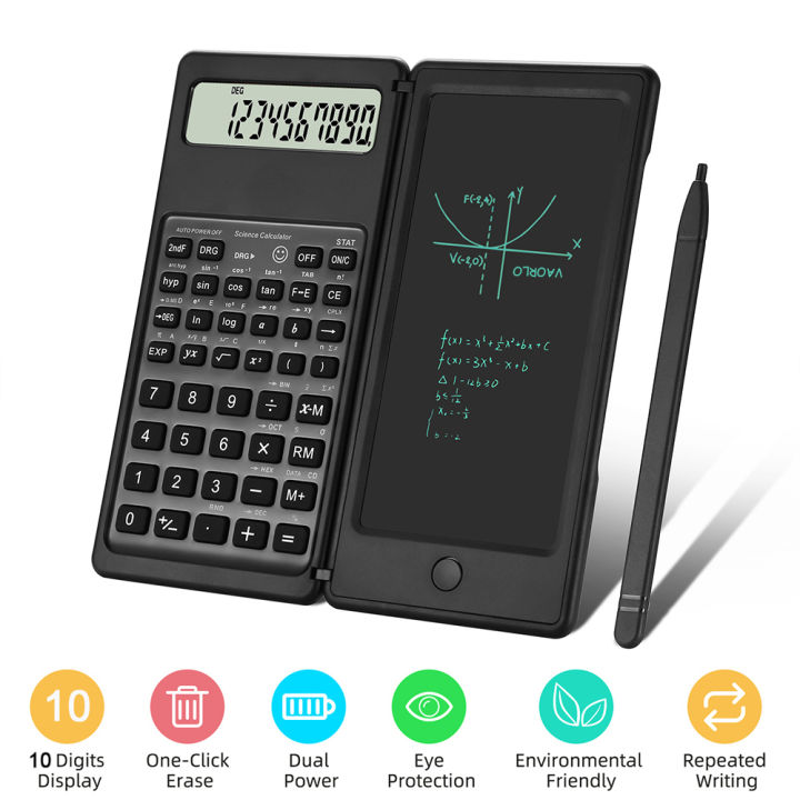 NEW 【7efc9af3】1 Foldable Scientific Calculators 10 Digits LCD Display With 6 Inch Writing Tablet ...