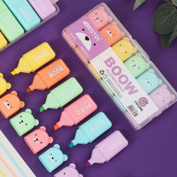 6 Mini Cute Pastel Color Highlighters Set | Daraz.com.np