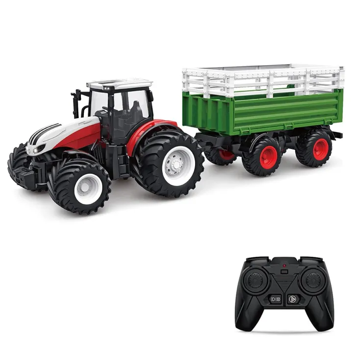 1 : 24 cale 2.4Ghz Remote Control Tractor Toy with Trailer Gripper Hay ...