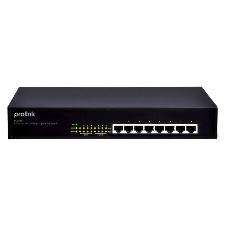 Prolink 8-Port Gigabit Poe Ethernet Switch (10/100/1000Mbps Gigabit Poe ...