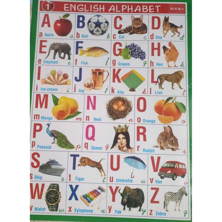 English Alphabets & Rhymes Chart / ABCD Chart 12" x 24 "By Mitrata ...