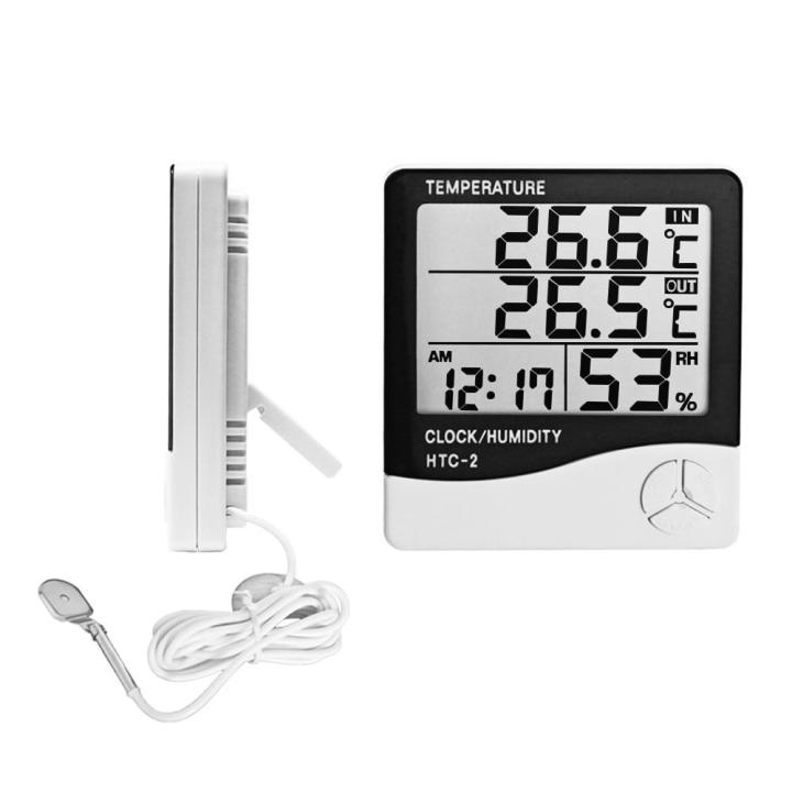 Humidity Clock HTC-2 Digital LCD C/F Temperature Humidity Meter Outdoor ...
