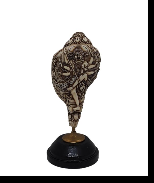 Hand Carved Lord Shiva Conch Shell Ritual Object Dancing Shiva Ds ...