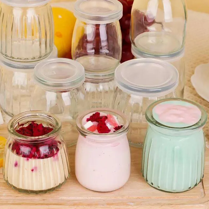 Yogurt Pudding Glass Jar Mini Mousse Drinking Bottle with Lid High ...