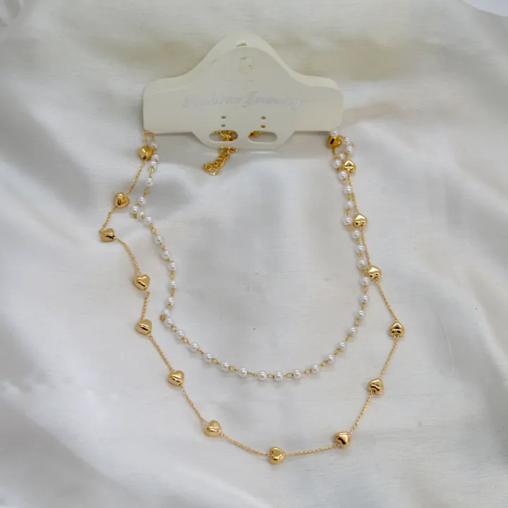 Jewels Of Nepal Double Layered Simulated Pearl Chain For Women | Daraz ...