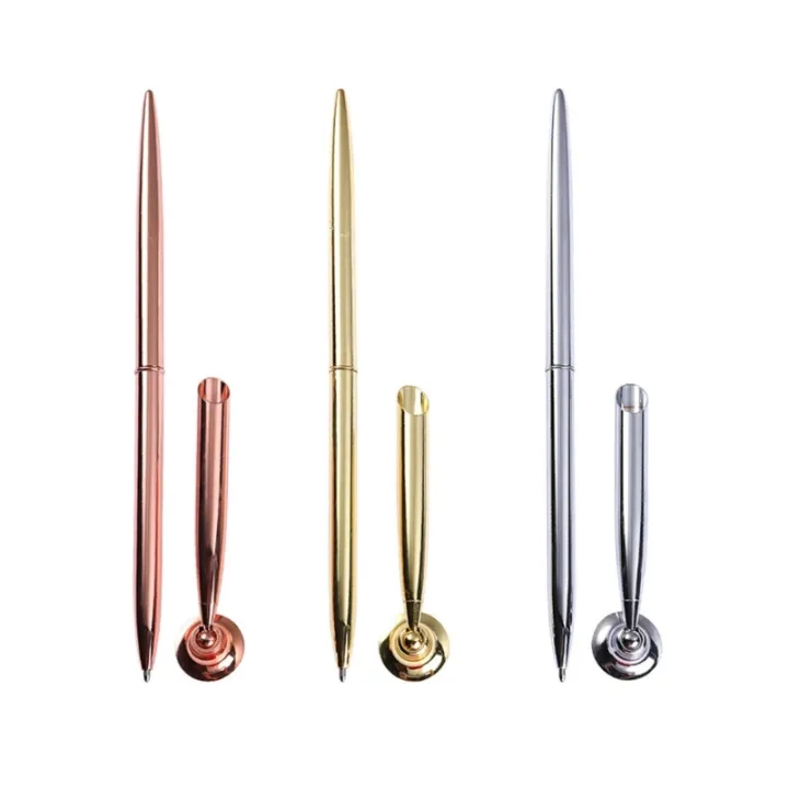 Metal Ballpoint Pen Attached Base Stand Desk Wedding Guest Sign Pens ...