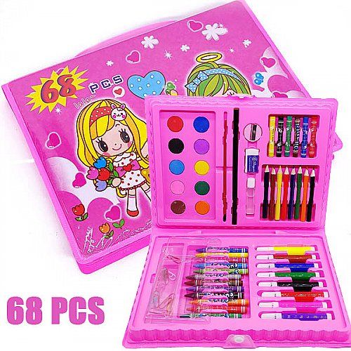 Kids Color Box Set With Pencil Colors, Crayons, Water Colors & Sketch ...