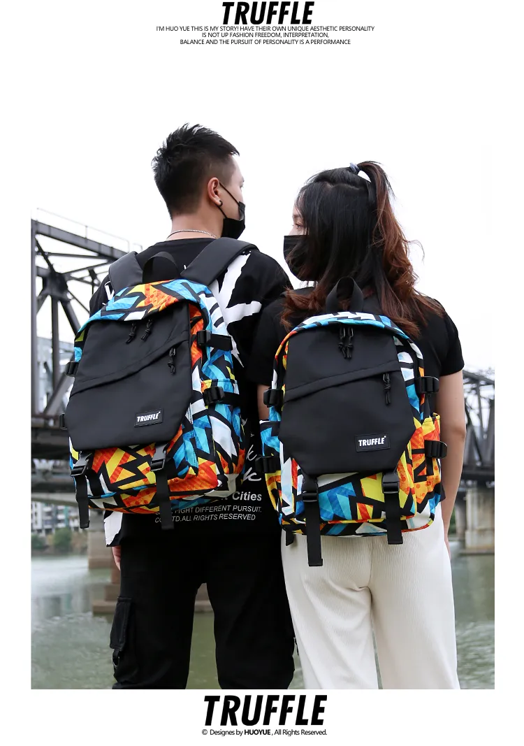 Truffle Graffiti Soft Hip-hop Backpack 16"laptop Storage (l) | Jeevee