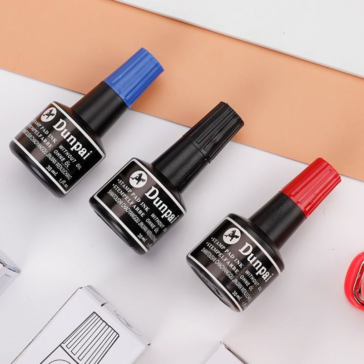 Portable 30ML Stamp Pad Ink Red/Blue/Black Non-erasable Marker Pen Ink ...