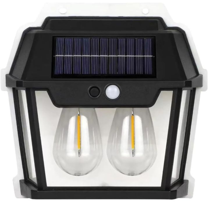 Double Bulb Solar Wall Lamp – Outdoor Lighting with Automatic Dusk-to ...