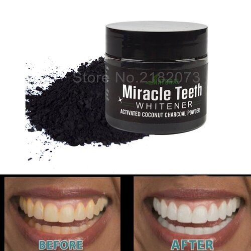 Black Activated Coconut Charcoal Miracle Teeth Whitener Powder | Daraz ...
