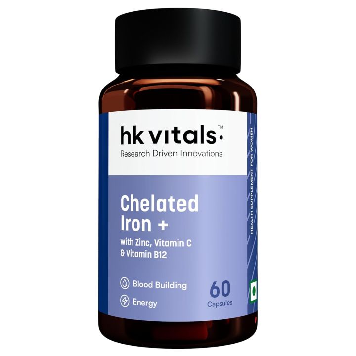 HK Vitals Chelated Iron Supplement 60 Capsules With Zinc Vitamin C ...