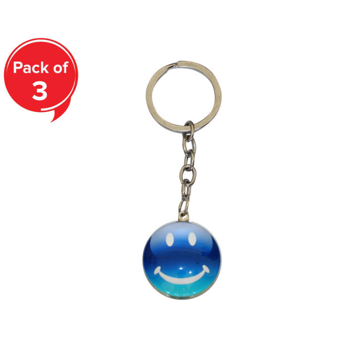 Blue Face Emoji Design Keychain- Set Of 3 | Daraz.com.np