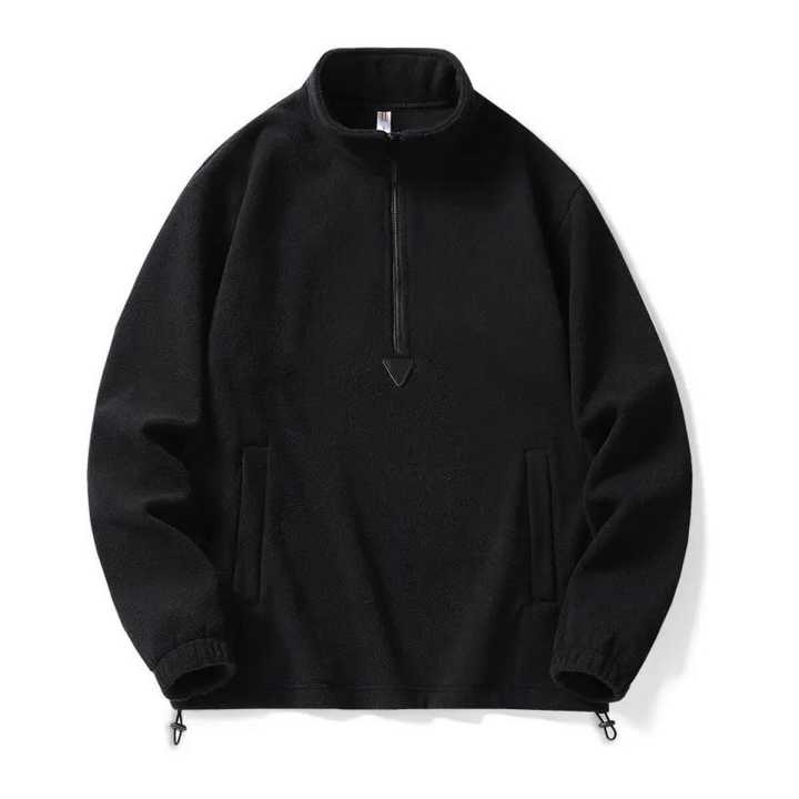 Winter Warm Polar Fleece Unisex Half Zip Design Front Pocket Sweatshirt ...