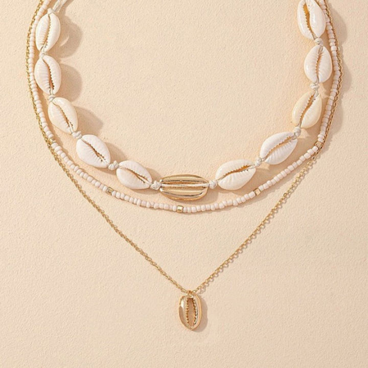 Three Layer Beach Seashell Choker Necklaces Bohemian Natural Shell ...