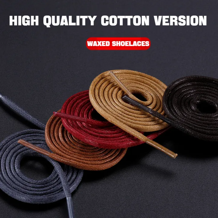 1Pair Cotton Waxed Shoelaces Round Rope Shoe laces Boots Laces for ...