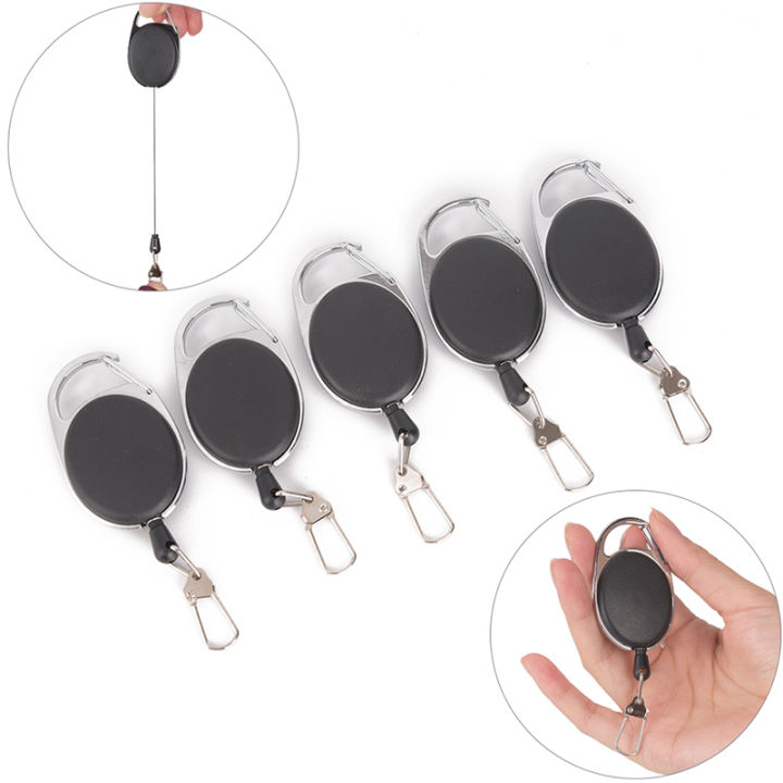 Retractable Key Chain Reel Steel Cord Recoil Belt Key Ring Badge Holder ...