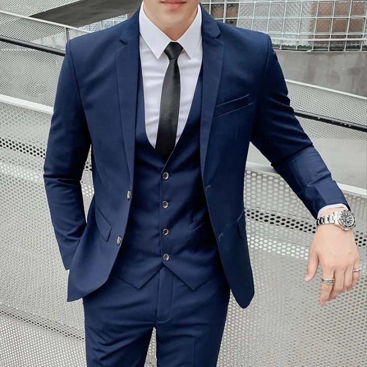WENYAN Suit (Blazer+ Vest + Pants) Men's Business Gentleman Fashion ...