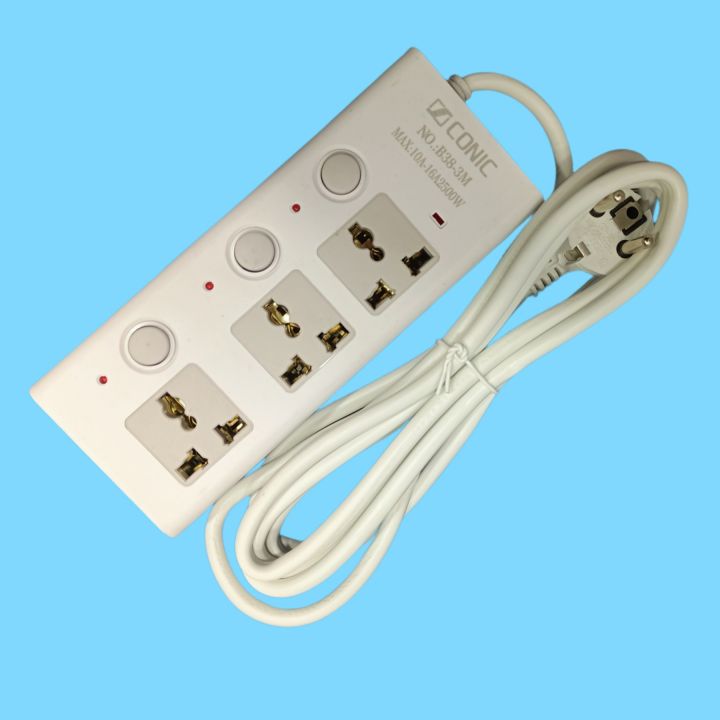 3 Port Multi Plug Extension Cords Heavy Duty Universal Socket | Daraz ...