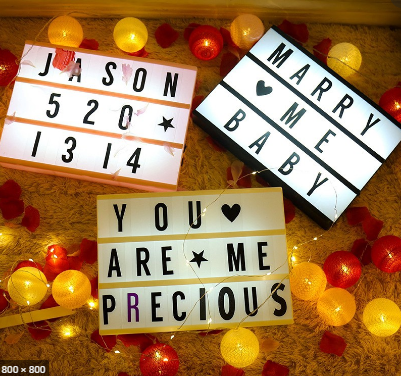 LED Light Up Box Cinematic Message Board Cinema Letters Numbers DIY ...