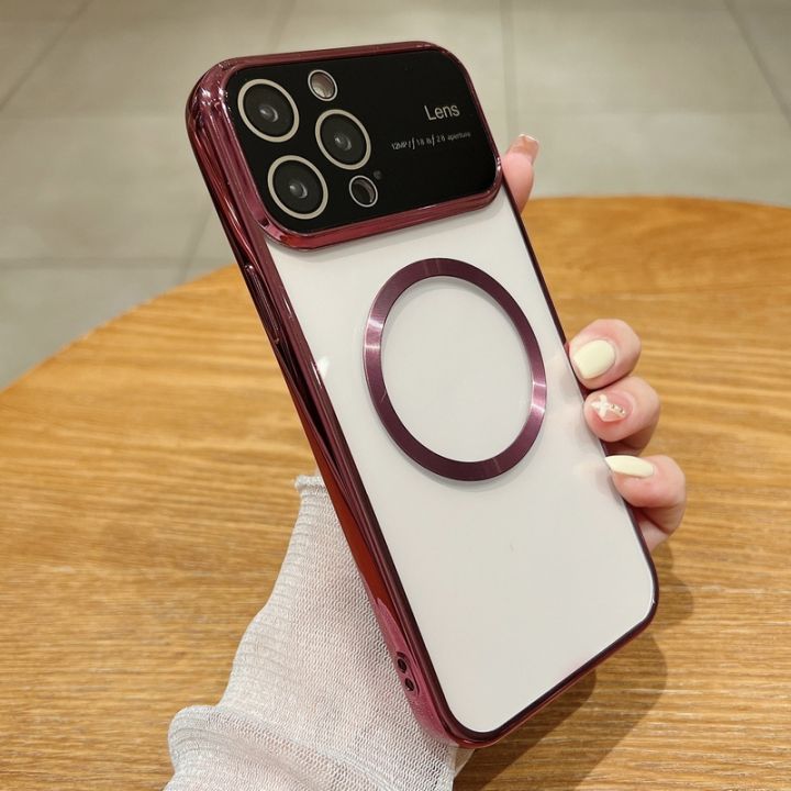 For iPhone 11 Plating MagSafe Clear Back Phone Case Cover For iPhone 15 ...