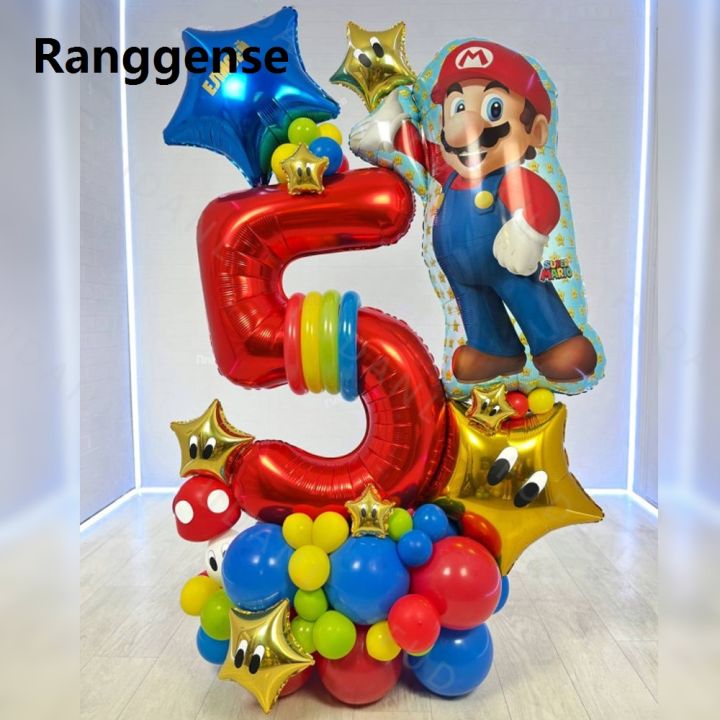 Ranggense High Quality 49pcs Super Mario Foil Balloons Arch Garland Kit ...