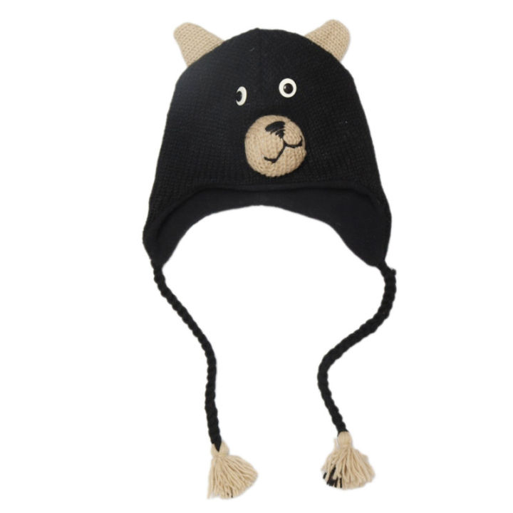 Unisex Bear Design Woolen Ear Flap Cap | Daraz.com.np