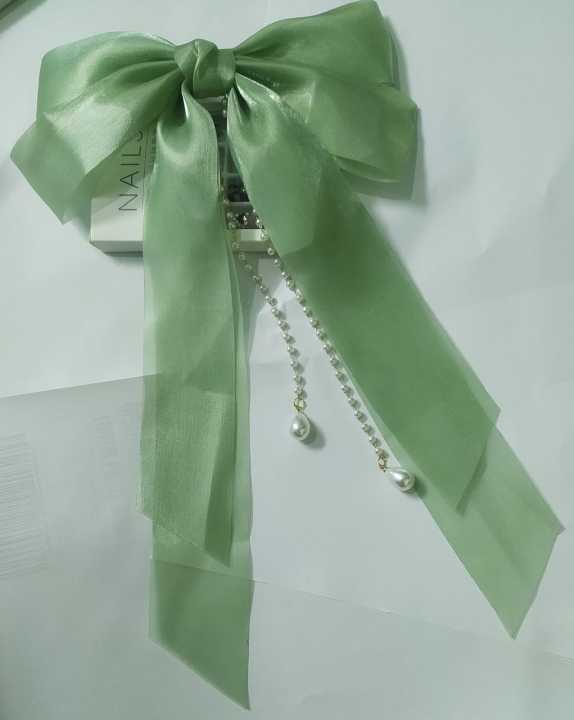 Masala Cottage -Big Bow Ribbon Net Barrette Hair Clip | Daraz.com.np