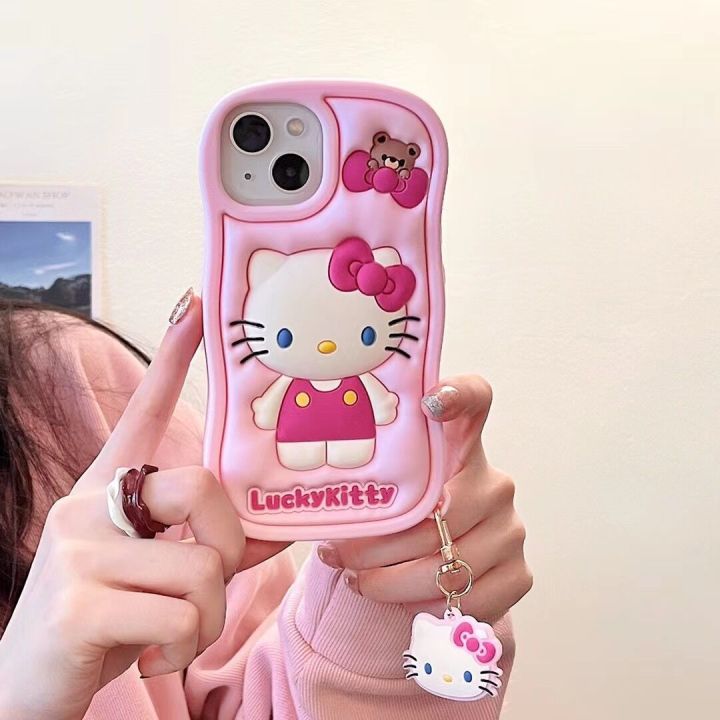NEW 3D Cartoon Cute Hello Kitty With pendant Phone Case For iPhone 16 ...