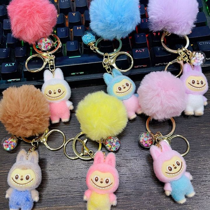 Gifts Labubu Key Ring Flocking Labubu Keychain Portable Labubu Doll ...