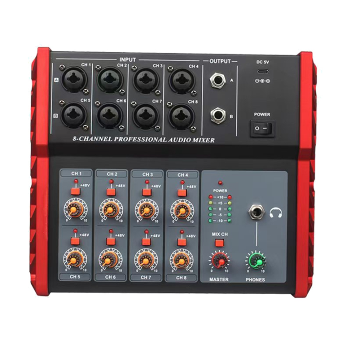 Digital Audio Mixer 8 Channel Multi-Function Mixing Console Stereo for ...