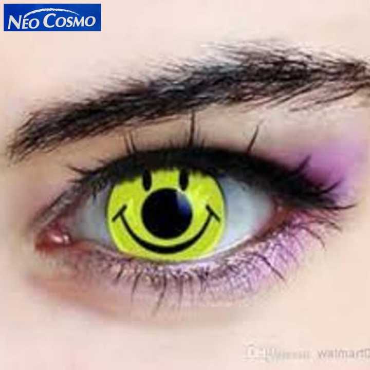 Neo Cosmo (Zero Power) Smiley Yellow Crazy Contact Lenses Without Power ...
