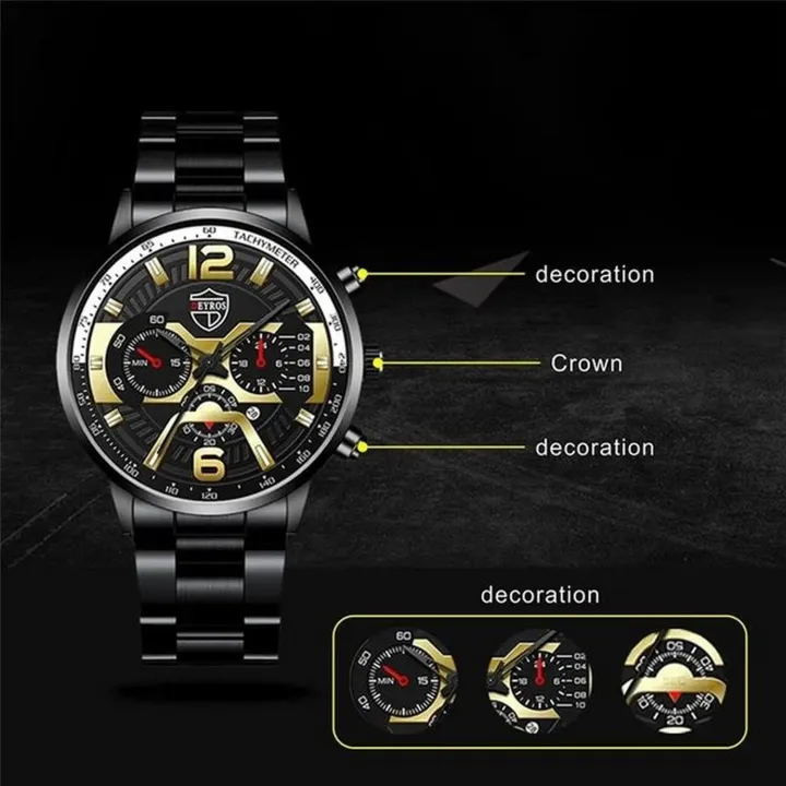 Three-Eye men's Casual With Date Function Round Shape New Model Watch ...