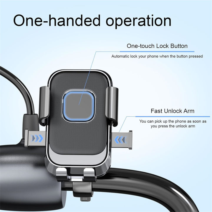 Moto Bike Phone Holder, One Hand Operation And 360° Rotatable Phone ...
