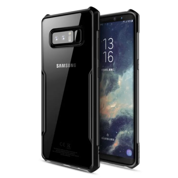 Samsung Note 8 Clear Transparent Bumper Black Cover Case -Non Yellowing ...