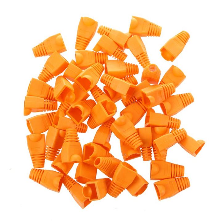50 Pcs RJ45 Connector Modular Network Plug End Cap Boot Guard Orange ...