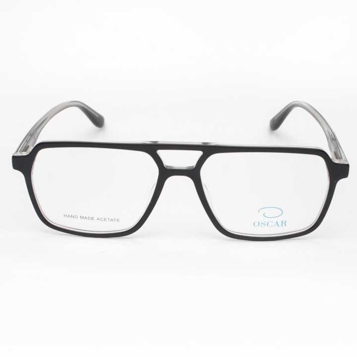 Black Square Shape Double Bar Frame Blue Cut Green Glass For Men ...