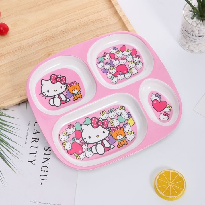 Masala Beads Cute Hello Kitty Cartoon Four Grid Platter Plate Children ...