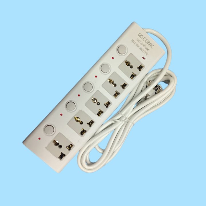 5 Ports Multiplug Extension Cords with Heavy Duty Power Universal Multi ...