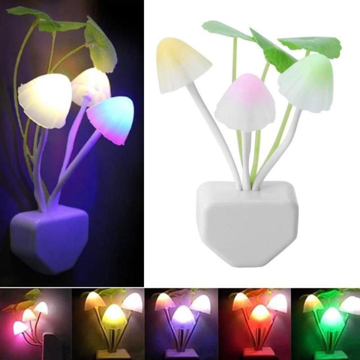 Romantic Colorful Changing LED Mushroom Night Light Wall Lamp Home ...
