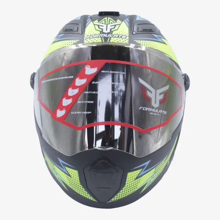 Formulate Black/Neon Green Full Face Mercury Visor Helmet | Daraz.com.np