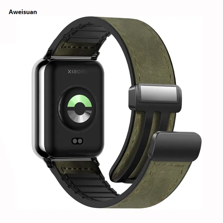 Aweisuan Magnetic Leather Strap For Xiaomi Mi Band 9/Mi Band 8 Pro Soft ...