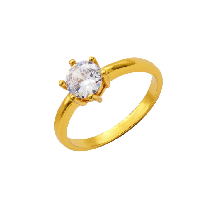 Gold Plated Panchadhatu Ring With White Stone For Women Also Available ...
